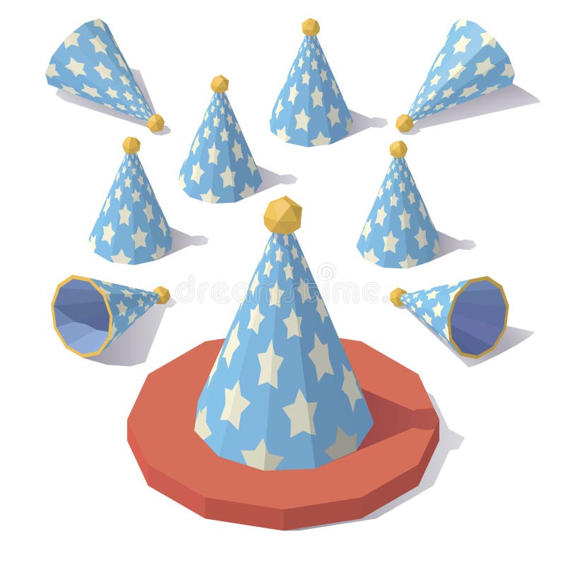 Low poly Party Hat stock vector. Illustration of colorful - 102185872