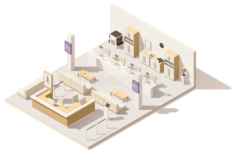Vector Isometric Low Poly Queue Management System Stock Vector ...