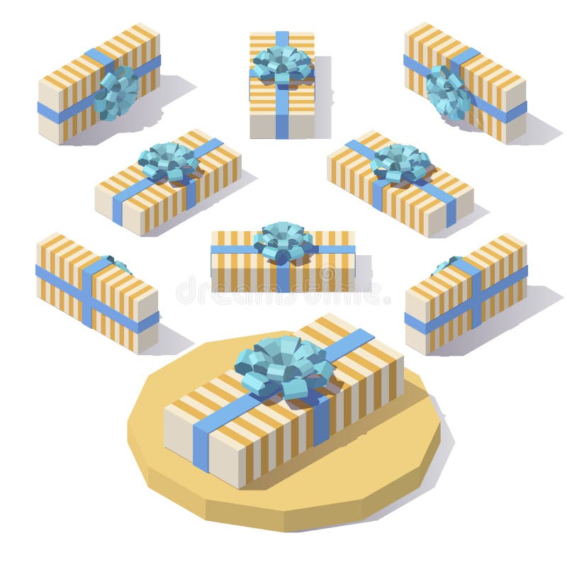 Lowpoly striped gift box stock vector. Illustration of orange - 99906009