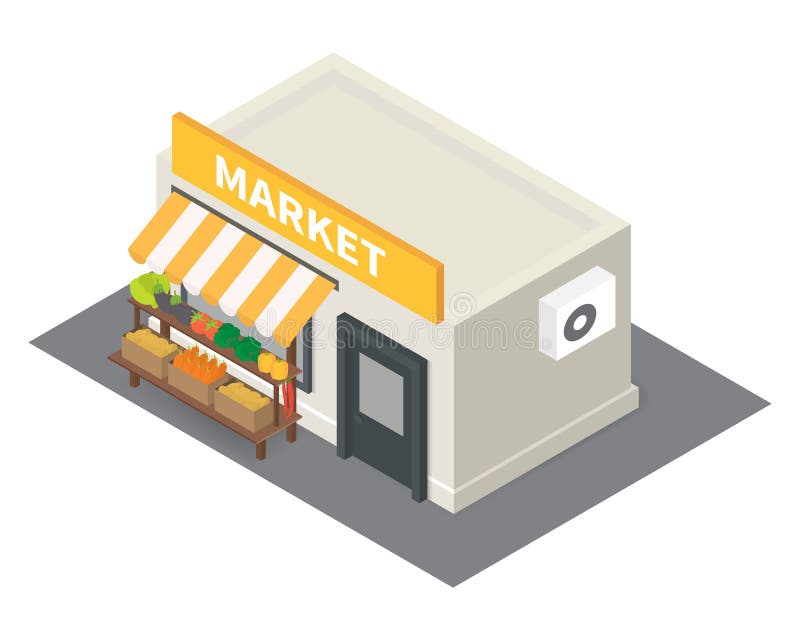 Vector Isometric Market Stalls with Vegetables Stock Vector ...