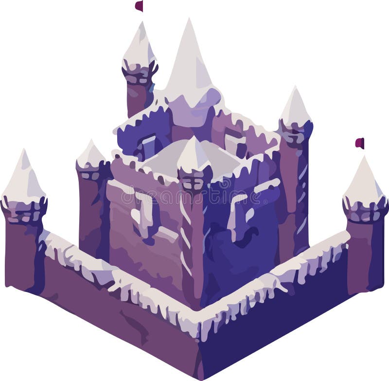 Vector Isometric Medieval Low Poly Castle. Stock Vector - Illustration ...