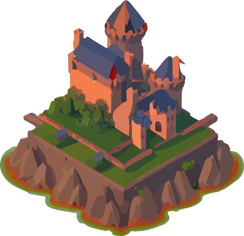 Vector Isometric Medieval Low Poly Castle. Stock Vector - Illustration of medieval, poly: 257896760