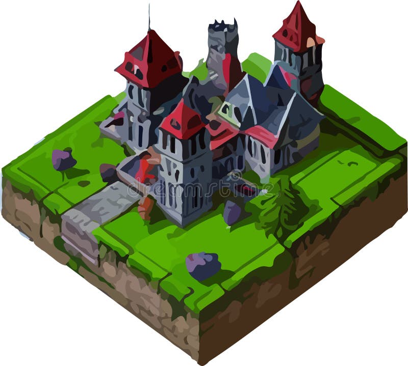 Vector Isometric Medieval Low Poly Castle. Stock Vector - Illustration ...