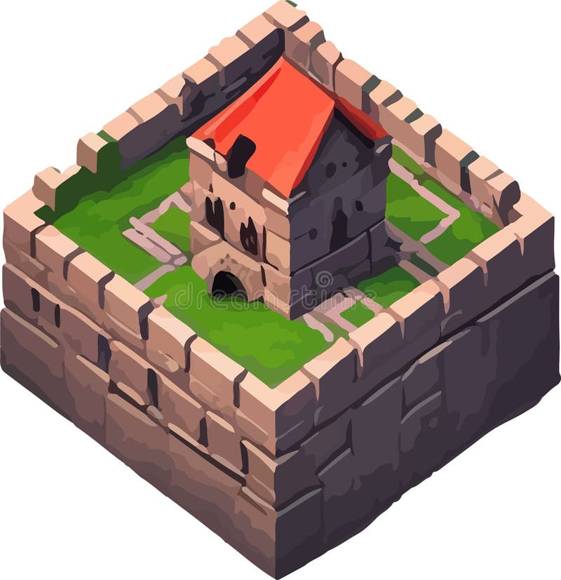 Vector Isometric Medieval Low Poly Castle. Stock Illustration ...