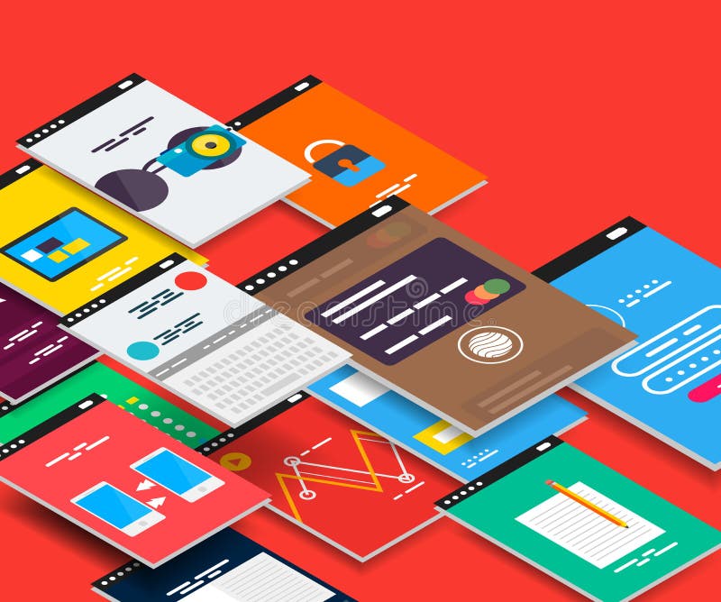 Vector Isometric Mobile App Ui Design Concept Stock Vector ...
