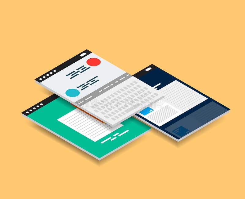 Vector Isometric Mobile App Ui Design Concept Stock Vector ...