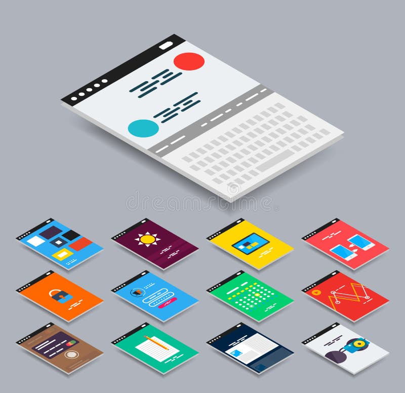 Vector Isometric Mobile App Ui Design Concept Stock Vector ...