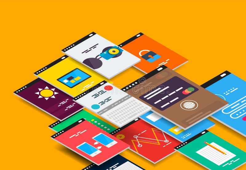 Vector Isometric Mobile App Ui Design Concept Stock Vector ...