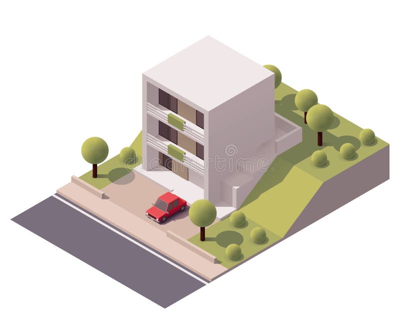 Vector Isometric Modern House Stock Vector - Illustration of parking ...