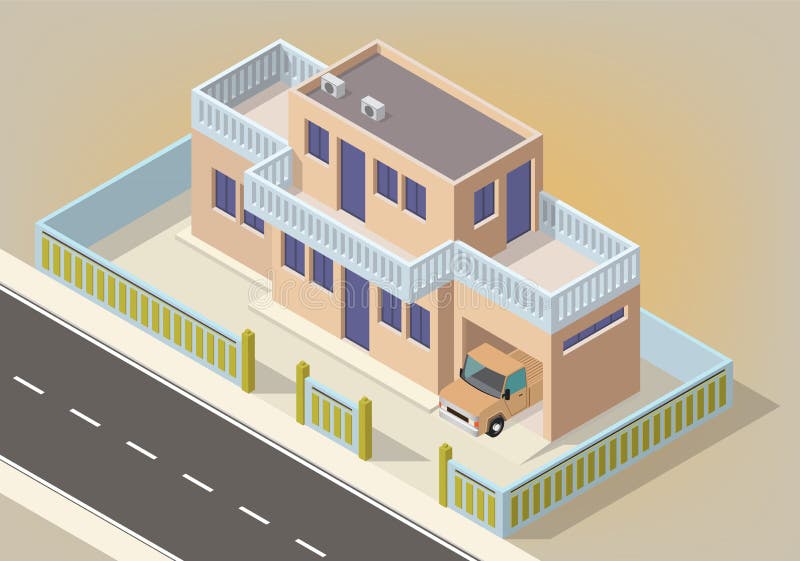 Vector Isometric Modern House Stock Vector - Illustration of isolated ...
