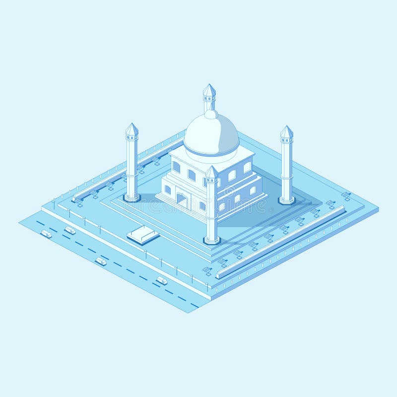 Vector Isometric Mosque Building with Blue Color Stock Vector ... Vector Isometric Mosque Building with Blue Color Stock Vector ...