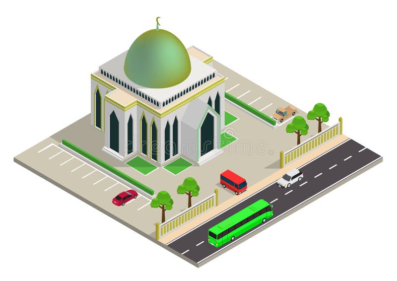 Isometric Mosque Icon and Illustration Stock Illustration ...