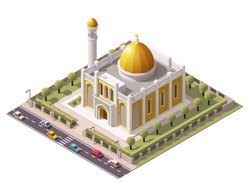 Vector isometric mosque stock vector. Illustration of exterior - 61335056