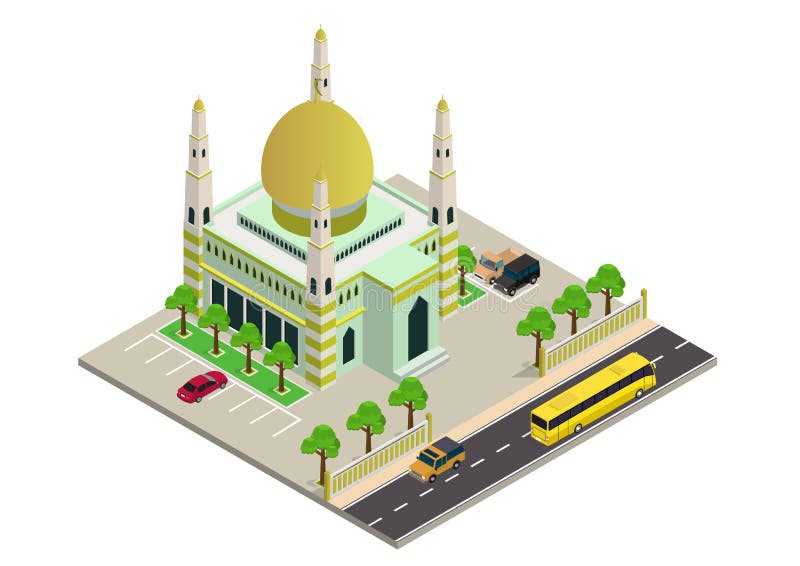 Isometric Mosque Icon and Illustration Stock Illustration ...