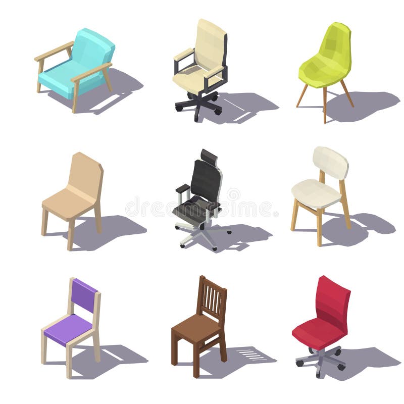 Vector Isometric Office Chairs Stock Vector - Illustration of armchair ...