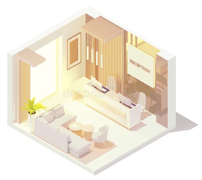 Vector Isometric Office Reception Stock Vector - Illustration of ...