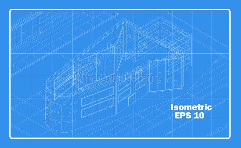Vector Isometric Outline Schematic Building Stock Illustration ...