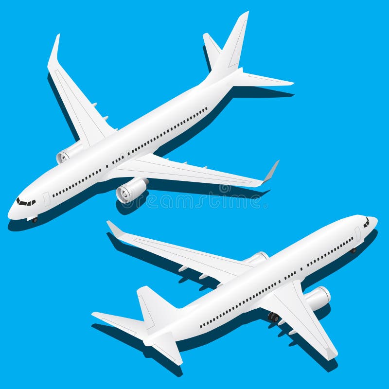 Isometric Planes Set. Private Jet, 2 Reactive Passenger Planes and ...