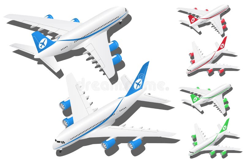 Vector Isometric Planes Set of 2 Illustration in in Different Colors ...