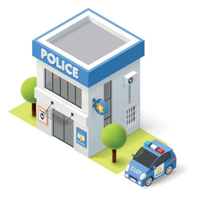 Vector Isometric Police Department Stock Vector - Illustration of ...