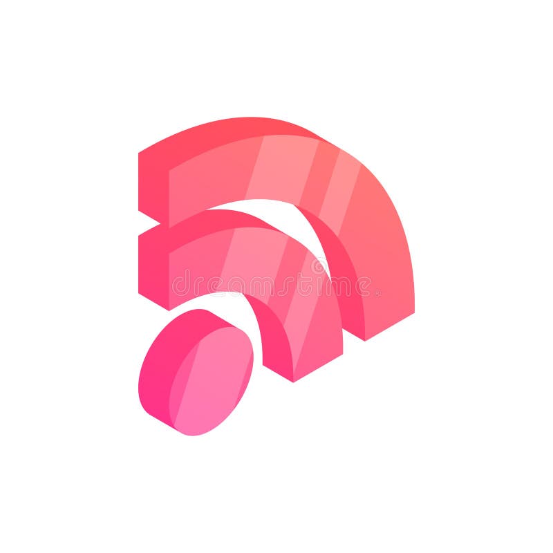 Vector Isometric Rss Icon. 3d Social Media Sign Isolated on White Stock ...