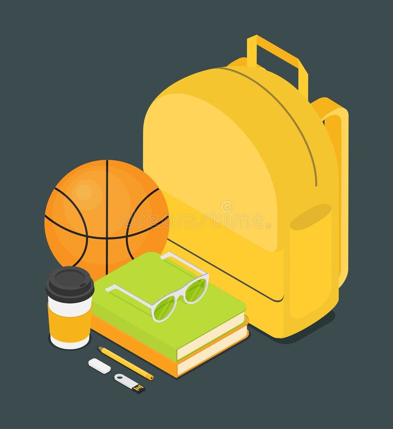 Vector Isometric School Homework Concept Illustration. Layout of ...