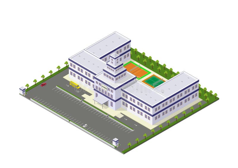 Vector Isometric School or University Building Stock Vector ...