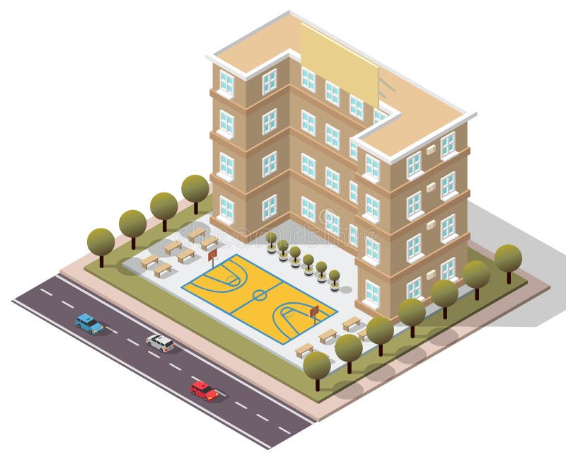 School, University and Education Isometric 3d Flat Stock Vector ...