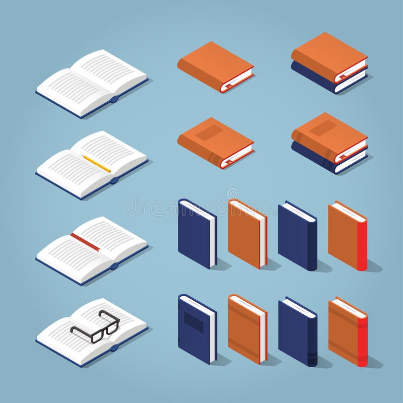 Colorful Isometric Book Collection Stock Vector - Illustration of book ...