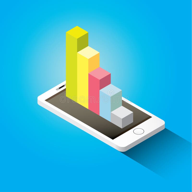 Vector Isometric Smartphone with Graph and Charts Stock Vector ...