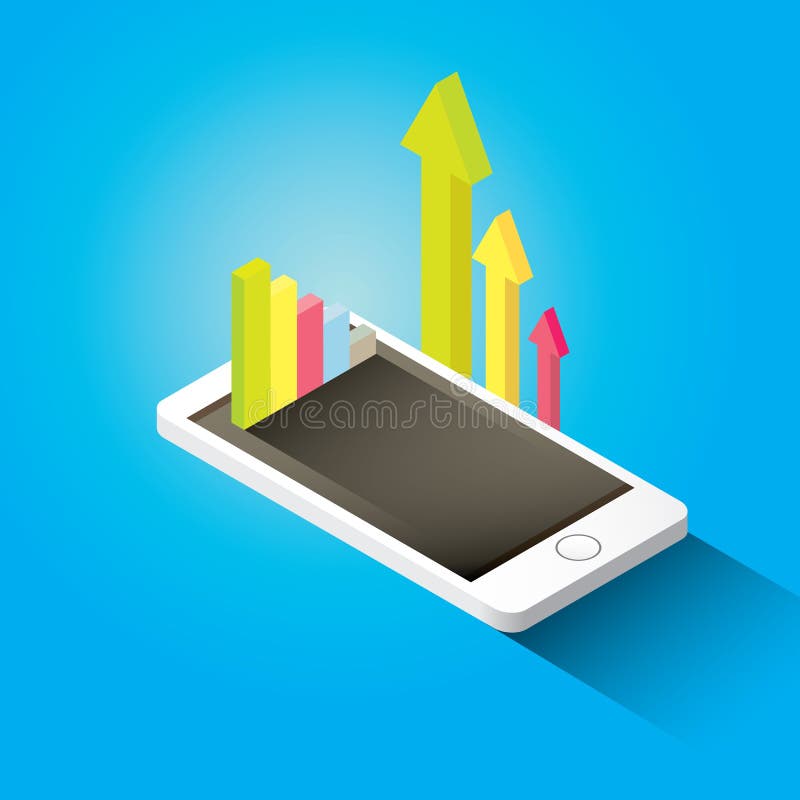Vector Isometric Smartphone with Graph and Charts Stock Vector ...
