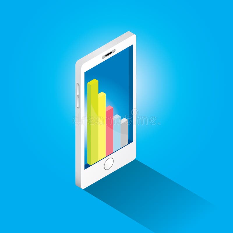 Vector Isometric Smartphone with Graph and Charts Stock Vector ...
