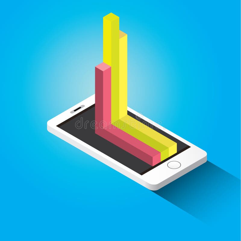 Vector Isometric Smartphone with Graph and Charts Stock Vector ...