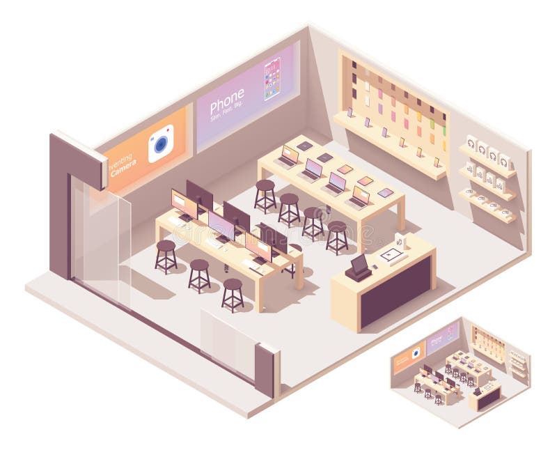 Vector Isometric Smartphones and Computer Store Stock Vector ...