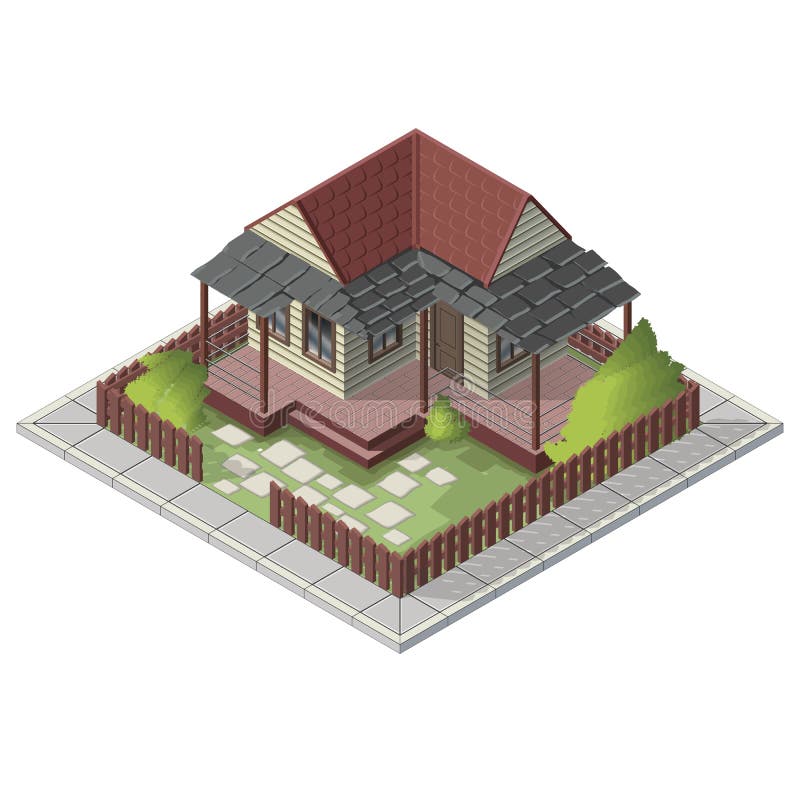 Vector Isometric Summer House Backyard Building Stock Illustration ...
