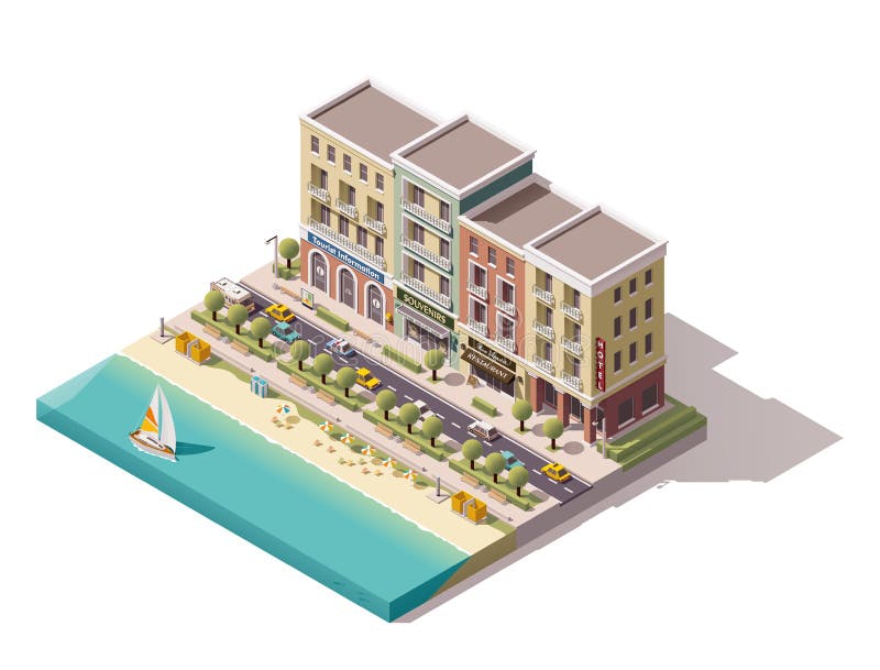 Vector Isometric Town Street Stock Vector - Illustration of isometric ...