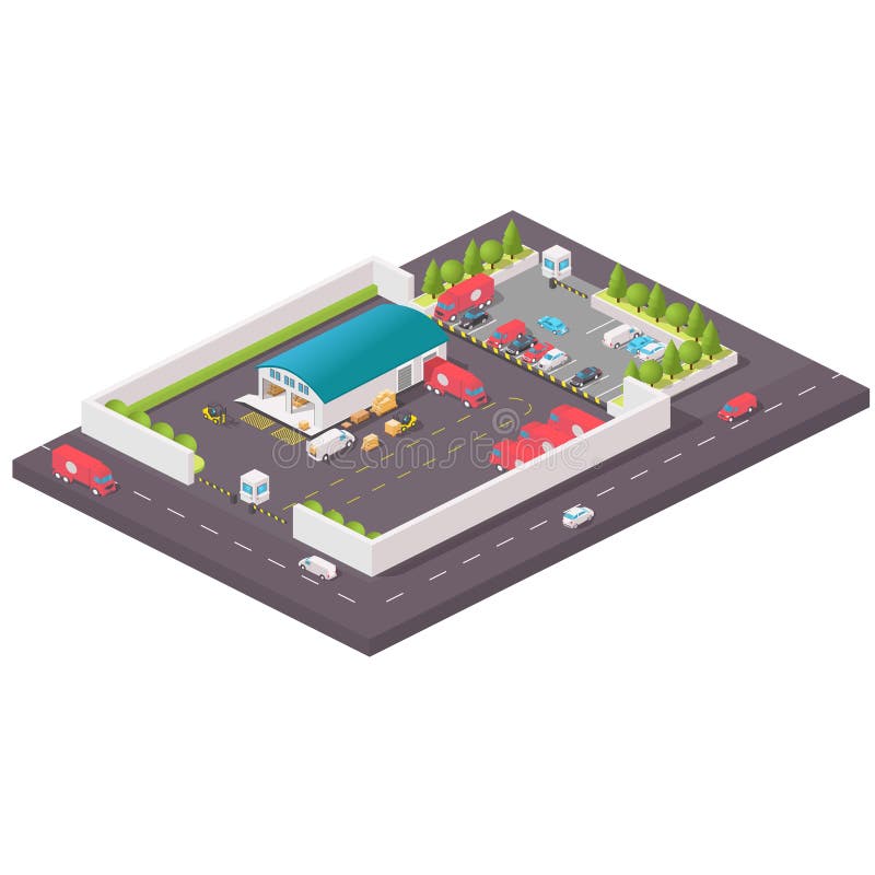 Vector Isometric Warehouse Building Icon Stock Illustration ...