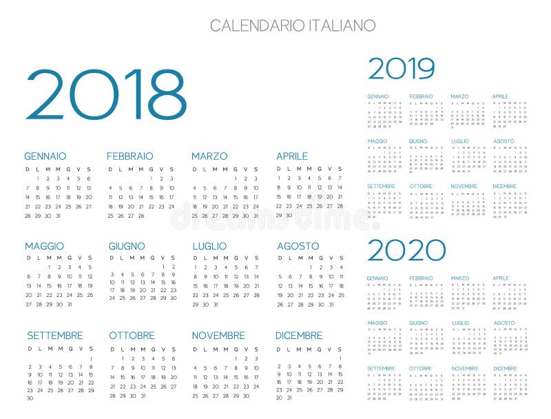 Calendario Italiano Del Vector De 2020 a?os Ilustración del Vector ...