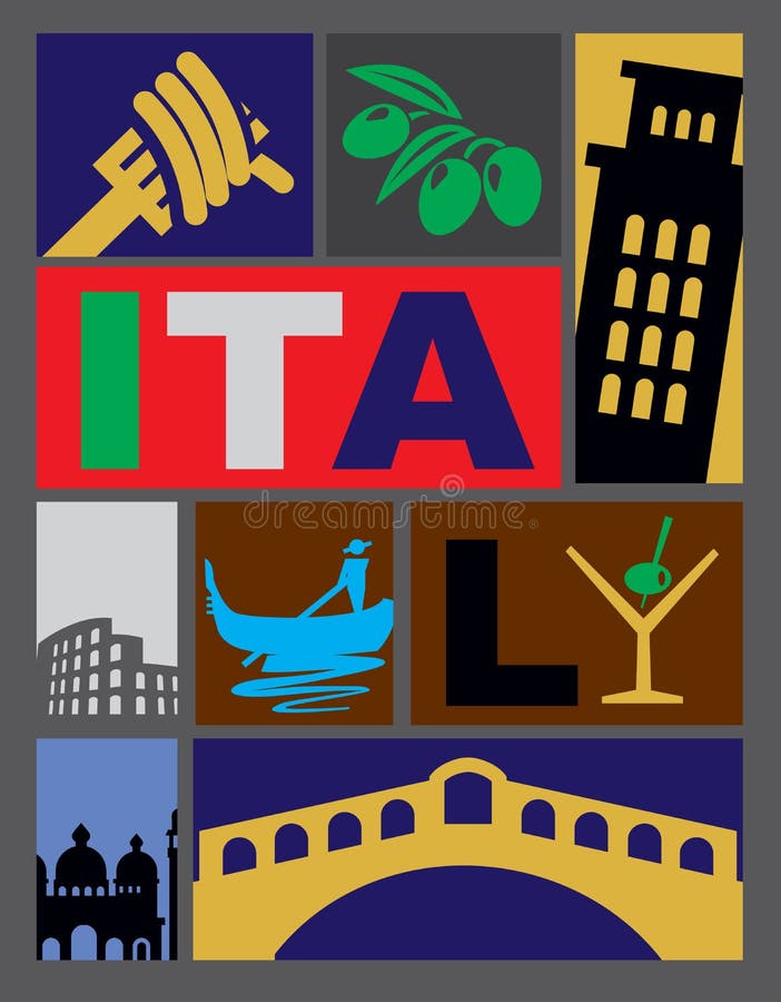 Vector italy icons set stock vector. Illustration of place - 35922993