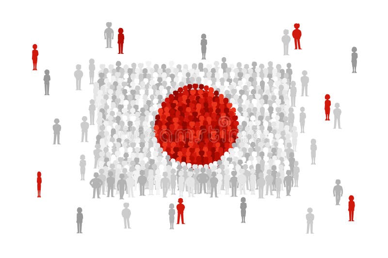 Vector Japan State Flag Formed by Crowd of Cartoon People Stock Vector ...