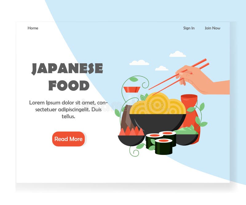 Japanese Food Vector Website Landing Page Design Template Stock Vector ... Japanese Food Vector Website Landing Page Design Template Stock Vector ...