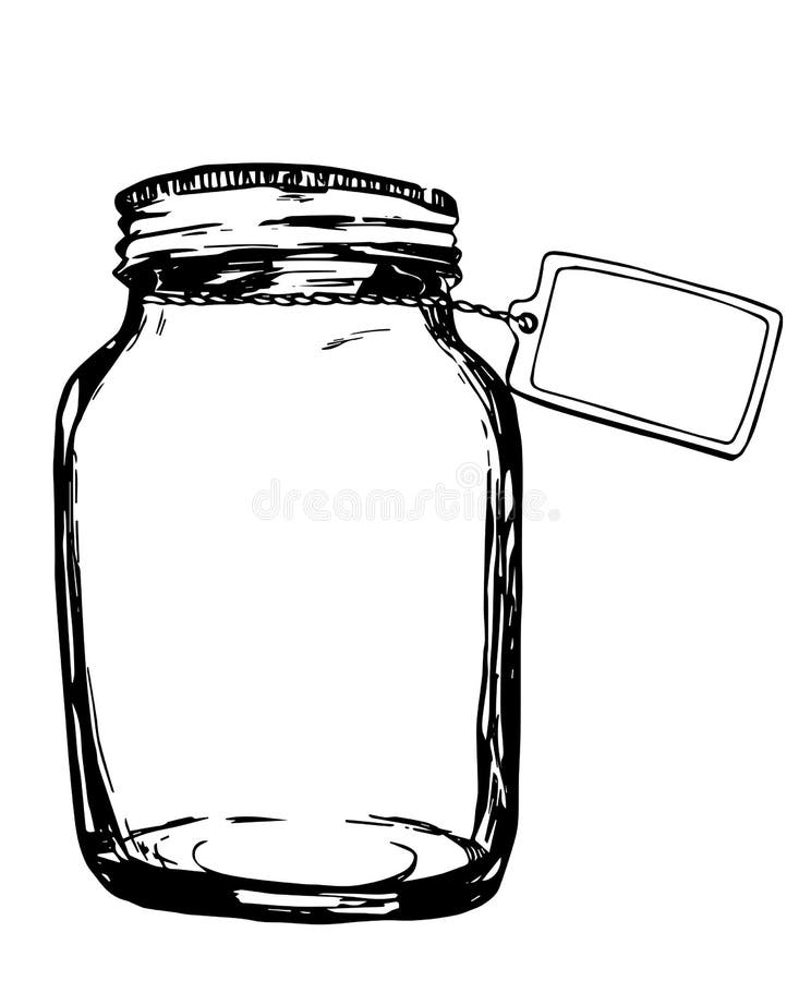Hand Drawn Mason Jar. Contour Sketch Stock Vector - Illustration of ...