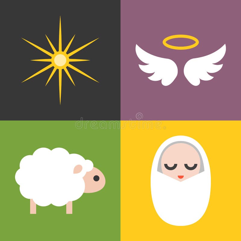 Vector Jesus Born Icons Set Stock Vector - Illustration of isolated ...