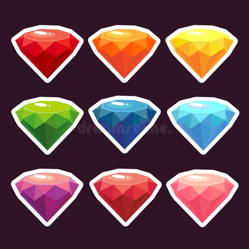 A Set of Stickers with Gems Stock Vector - Illustration of cartoon ...