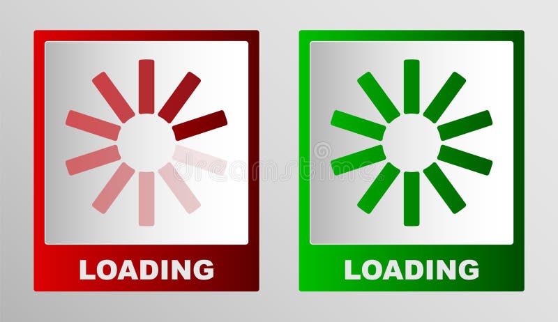 Two Square Buttons Showing the Status of the Loading in Red and Green ...