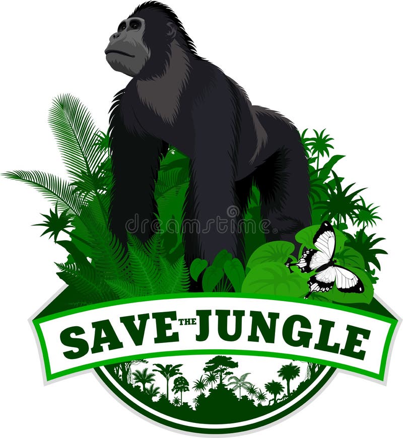 Vector Jungle Emblem with Western Gorilla Stock Vector - Illustration ...