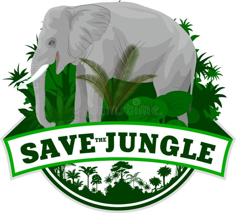 Vector Jungle Rainforest Emblem with Elephant Stock Vector ...