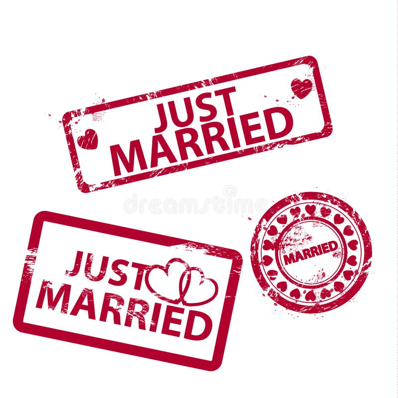 Just Married Label Isolated Stock Vector - Illustration of bride, groom ...