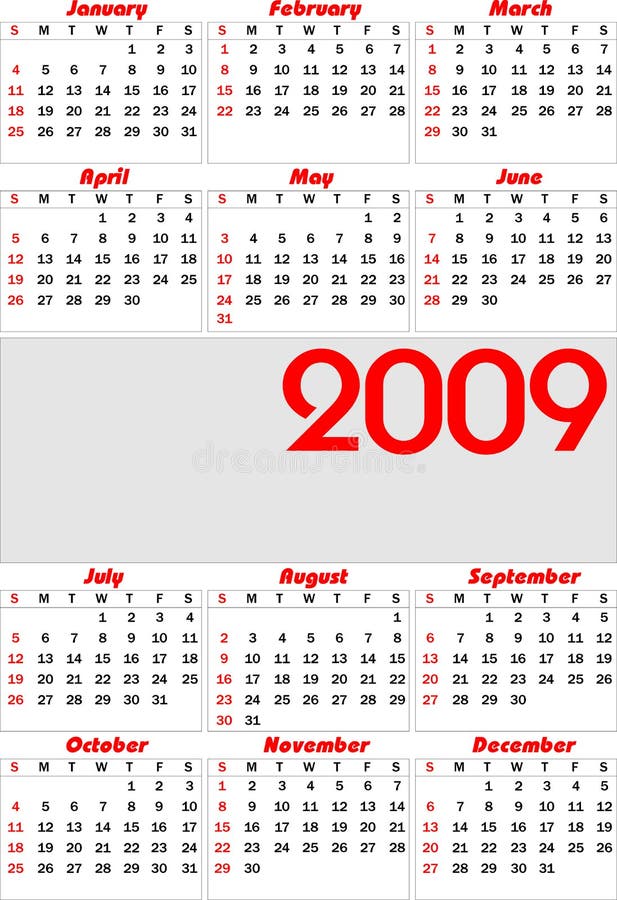 Vector kalender 2009 vector illustratie. Illustration of januari - 6758997