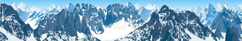Vector Karakoram Himalayan Panorama Stock Vector - Illustration of high ...